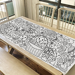Tiny Expressions Easter Coloring Tablecloth for Kids - Rolled, No Creases 30" x 72" Giant Coloring Poster to Color On - Kids Easter Activities