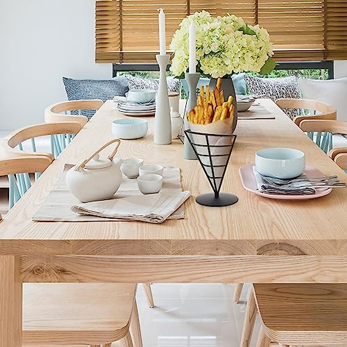 Angoily French Fry Holder Cone French Fries Stand Cone Basket Stainless Steel Spiral Cone Display Appetizer Serving Rack for Restaurant