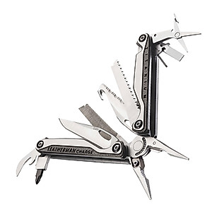Leatherman Charge Plus TTi - Titanium multi-tool with all locking tools including knives, pliers, saw and screwdriver, camping and fishing tool made in the USA, in stainless steel