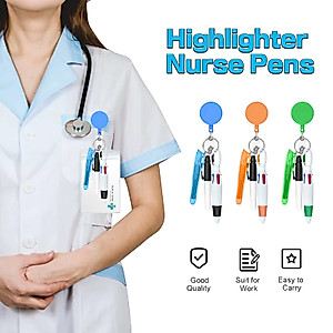 24 pieces Nurse pen set Nurse Pen Pack include 6 pieces Tip Highlighter 6 pieces Permanent Marker Pen And 6 pieces Retractable Ball Pen With 6 pieces Nurse Badge Clip Retractable ID Name Reels
