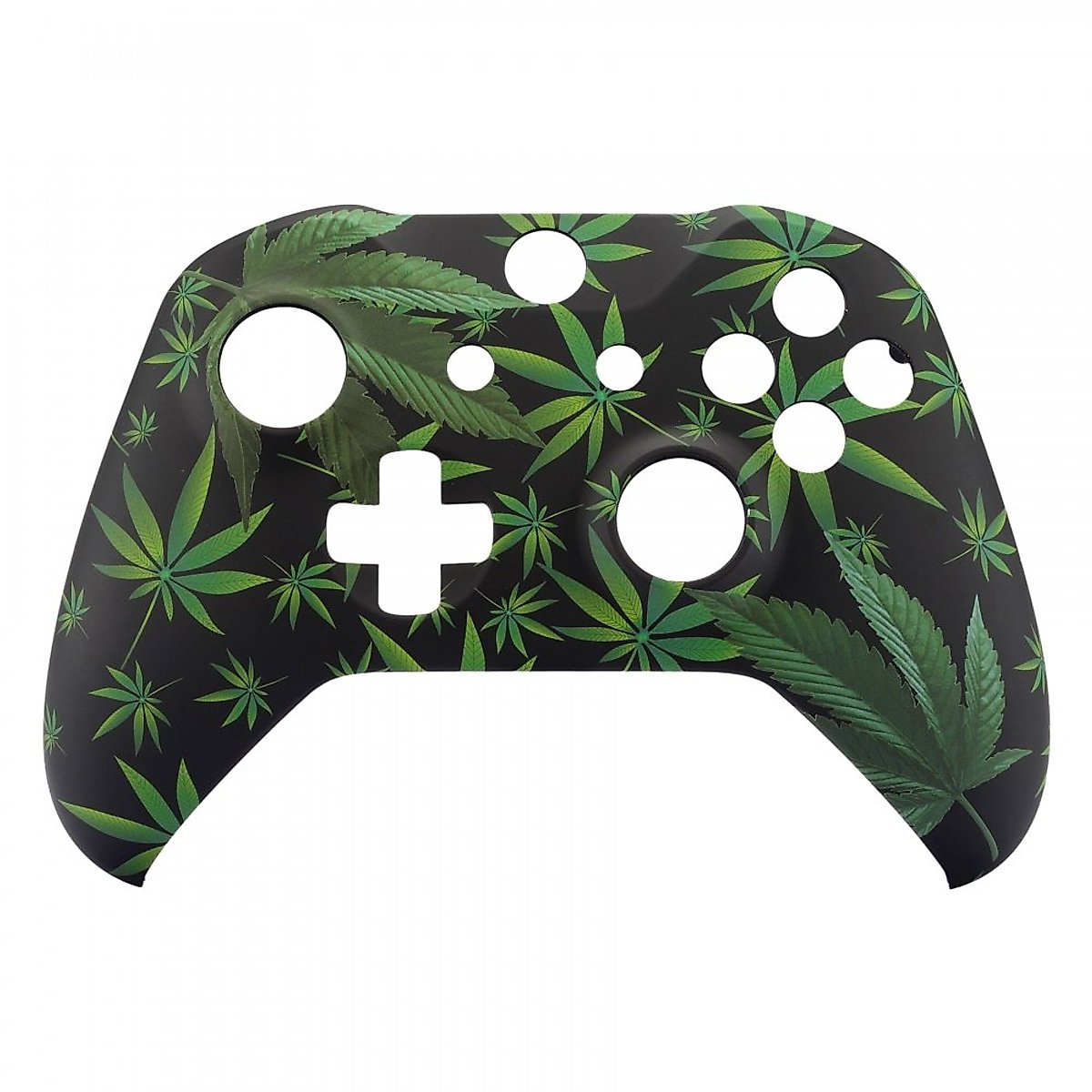 eXtremeRate Green Weeds Faceplate Cover, Soft Touch Front Housing Shell Case, Comfortable Soft Grip Replacement Kit for Xbox One S & Xbox One X Controller Model 1708 - Controller NOT Included