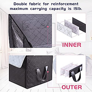 Large Capacity Storage Bag, 4 Pack Underbed Storage Bags with Reinforced Handle for Clothes, Comforters, Blankets, Bedding, with 3 Adjustable Sections Grey