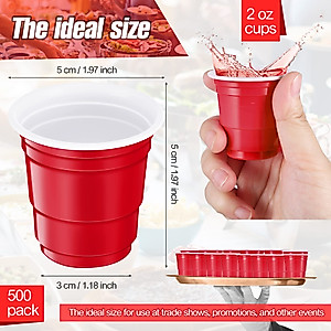 Yetene 500 Pack 2oz Red Plastic Shot Glasses Cup Disposable Shot Glasses Mini Small Disposable Plastic Red Cup for Summer Pool Water Party Snacks Samples Tasting