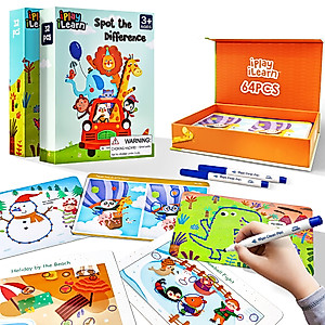 iPlay, iLearn Kids Search N Find Educational Card Game, Montesorri Learning Toys, Preschool Busy Books, Spot the Difference, Fun Dots Activites, Birthday Gifts for Ages 3-5, 4-6, 7-8 Autism Boys Girls