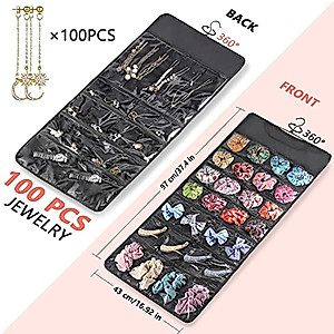 FOREGOER Hanging Jewelry Organizer Double Sided 43 Pockets Large Necklace Earring Accessory Holder Organizer(Black)