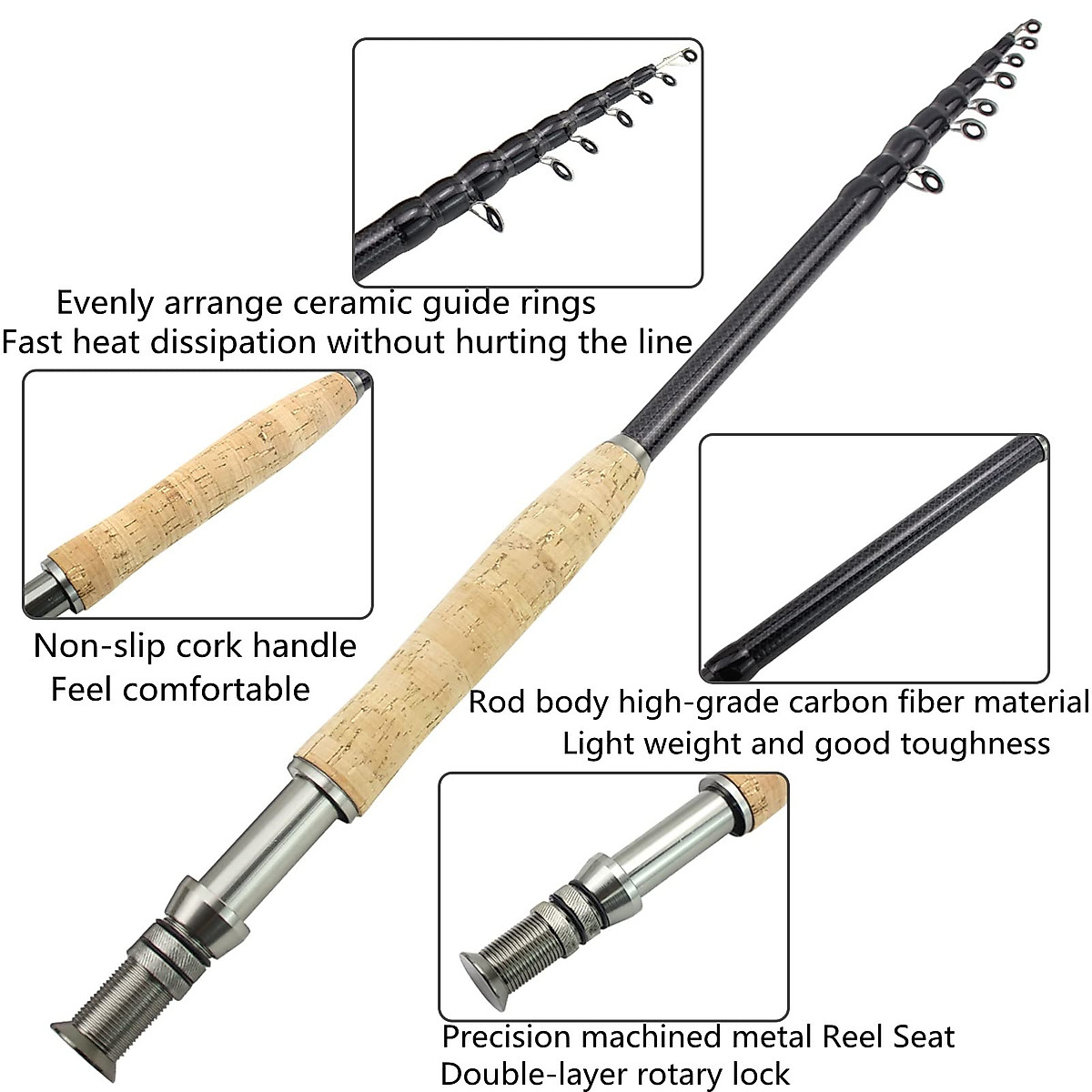 KANGL European and American Popular Portable Shrinkage Fly Carbon Carbon Wooden Handle Fishing Rod Road subrupted Dog Fish (Size : 3.0)