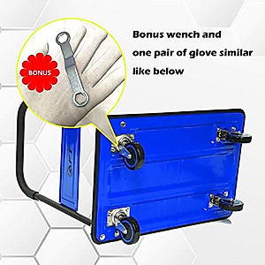 Push Cart Dolly AFT PRO USA Push Platform Truck Folding Rolling Flatbed Cart 360 Degree Swivel Wheels Foldable Handle (Blue, 330LB)