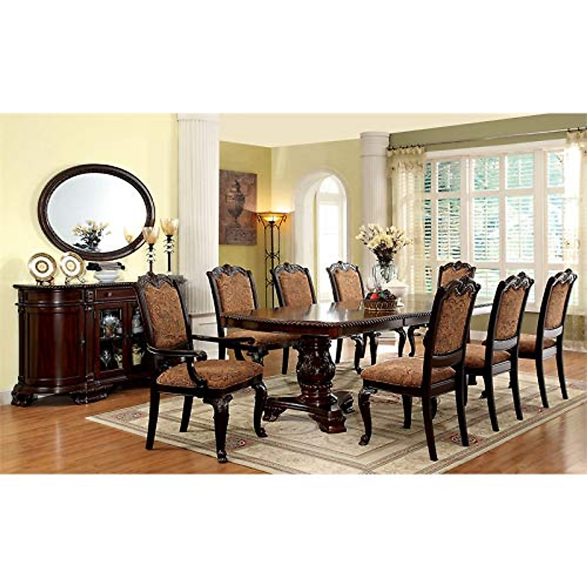 Furniture of America Ferrara Elegant Dining Chair, Brown Cherry, Set of 2 (IDF-3319F-SC)