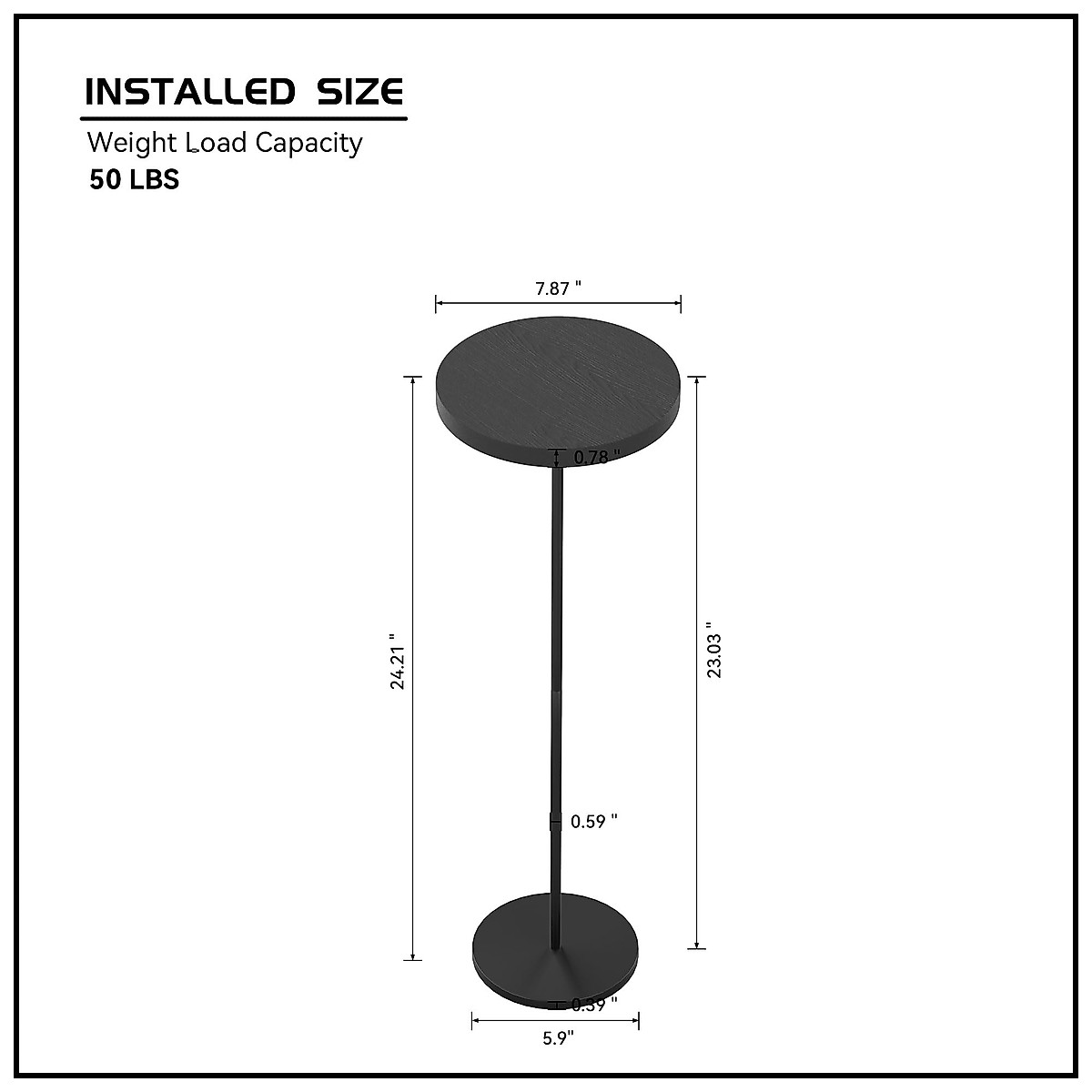 Drink Table, Metal Base Side Table for Small Spaces,Tall Modern Round End Table/Martini Table Furniture for Living Room, Dorm, Home Office, and Bedroom