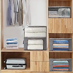 Clothes Storage Bags - Large Capacity Blanket Coats, T-shirts and Comforter Storage Bags, 3 pack Organizer Foldable Storage Cubes and Closet Clothes Storage Bins, with Reinforced Handles and Clear Window