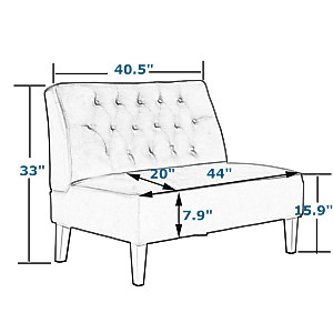 annjoe Button Tufted Loveseat Settee Upholstered Sofa Backrest Buckle Couch Banquette Bench for Dining Room Living Room Bedroom Funiture