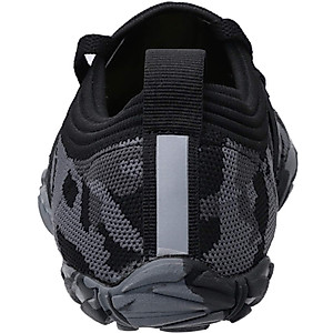 WHITIN Men's Trail Running Shoes Minimalist Barefoot Five Fingers Wide Toe Box Size 11 Gym Workout Fitness Zero Drop Weight Lifting Camo Black 44