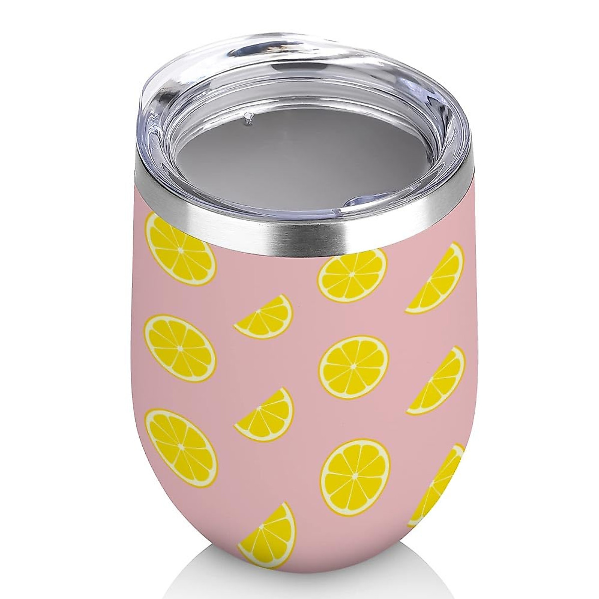 silichee 20 Oz Stainless Steel Wine Tumbler with Lid Pink Lemonade Pattern Tile Insulated Tumblers Vacuum Coffee Mugs for Hot and Cold Drinks,Coffee,Wine