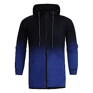 Men's Pullover Winter Workout Thenlian Mens Autumn Winter Packwork Print Sweatshirt Top Pants Sets Sport Suit Tracksuit(Blue, XXXL)