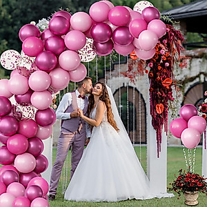 OuMuaMua Pink Balloons Hot Pink Balloons Set, 62Pcs Metallic Pink Balloons Magenta Balloons Baby Light Pink Balloons for Women Girls Baby Shower Birthday Princess Party Decorations, 12 Inch