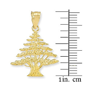 High Polish 14k Yellow Gold Cedar Tree Charm Pendant
