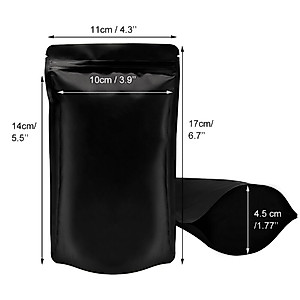 GooGou Matte Black Resealable Zip Mylar Bag Food Storage Aluminum Foil Bags Smell Proof Pouches 50pcs (4.33x6.69 in)