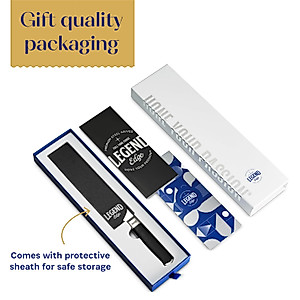 LEGEND COOKWARE Premium 8” German Steel Chef Knife - Professional Kitchen Knives - Sharp, Full Tang Stainless Steel w/Black G10 Handle - All Purpose Cooking Chef’s Knife - Gift Packaging w/Sheath