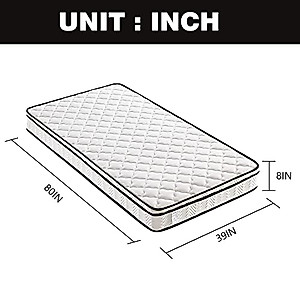 Memory Foam Mattress 8 inch Box Spring Mattress Medium Firm Mattresses for Cool Sleep & Pressure Relief（Twin XL）