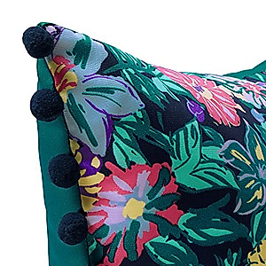 Vera Bradley by Classic Accessories Water-Resistant Outdoor Throw Pillow with Poms, 18 x 18 x 8 Inch, 2 Pack, Happy Blooms