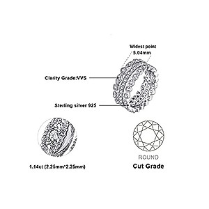3 CT Round Shape White Cubic Zirconia Womens Trio Wedding Engagement Ring Set in 14K White Gold Plated 925 Sterling Silver (3 Cttw) Ring Size - 5