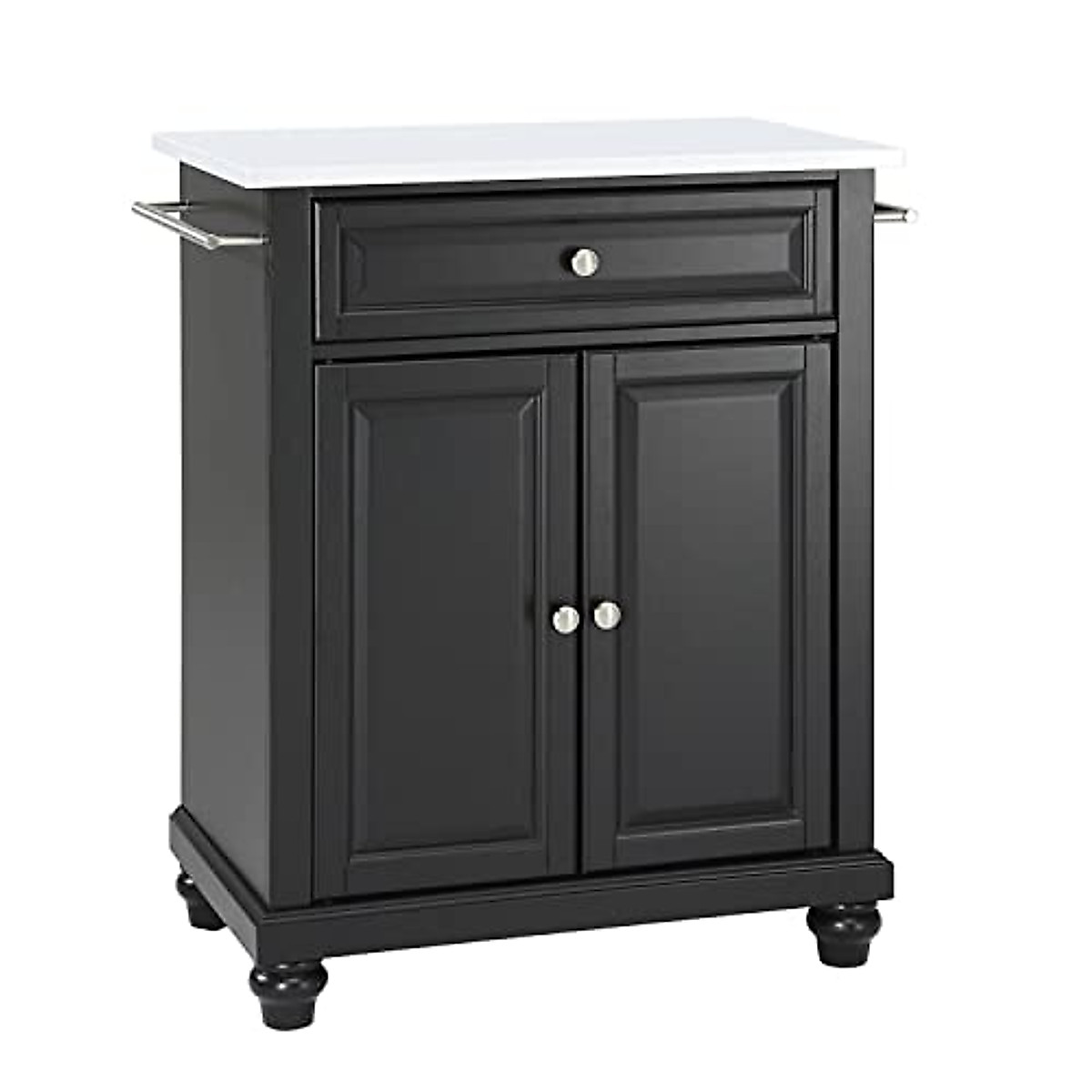 HomeStock French Fabulous Stone Top Portable Kitchen Island/Cart Black/White