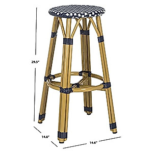Safavieh PAT4018A Collection Kelsey Navy and White Indoor/Outdoor Bar Stool