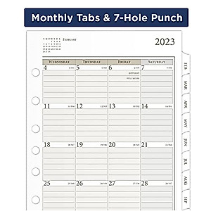 AT-A-GLANCE 2023 Monthly Planner Refill, 87229 Day-Timer, 5-1/2" x 8-1/2", Size 4, Desk Size, Ruled Daily Blocks, Loose Leaf, Monthly Tabs (481-685Y)