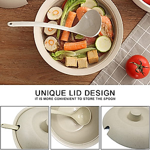 Unbreakable and Lightweight Soup Bowl with Lid and Spoon, 60Oz/1800ml Noodle Bowl Rice Bowl Cereal Bowl Dinner Bowl, Dishwasher Safe (Beige)