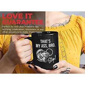 Bubble Hugs Fishing Coffee Mug 15oz Black - Bro Stop - Bass Fishing Spooler Boat Lovers Lures Rod Funny Fisherman Joke Retirement Grandpa