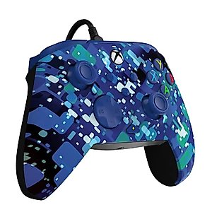 PDP Gaming REMATCH Enhanced Wired Controller Licensed for Xbox Series X|S/Xbox One/PC/Windows, Mappable Back Buttons, Advanced Customizable App - Digital Glitch Blue