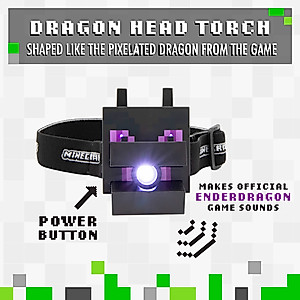 Paladone Minecraft Ender Dragon Head Light with Sounds, Officially Licensed Minecraft Headlamp & Flashlight Merchandise, Toys and Gifts for Minecraft Fans