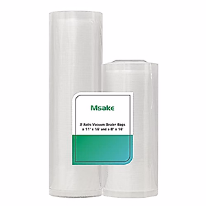 MSAKE Vacuum Sealer Bags- 2 Rolls a 11"x16' And a 8"x16'