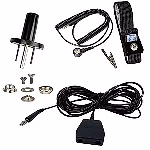 Static Care ESD Mat Workstation Ground Kit - 15' Common Point with Banana Plug, Universal Snap Kit, Banana Plug Adapter, 6' Coil Cord with Alligator Clip, Black Fabric Wrist Band 4mm