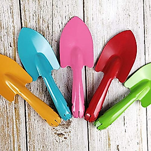 Mini Colorful Trowel Metal Garden Hand Shovels, 5 pcs Garden Tools for Kids Teens Adults Soil Planting Sand Box