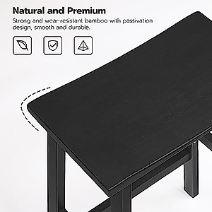 HOOBRO Bar Stool Set of 2, Bamboo Bar Chairs, 26 Inches Kitchen Counter Stools with Footrest, Saddle Stools, for Living Room, Dining Room, Party Room, Industrial Style, Black BB03MD01