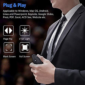 Presentation Clicker Wireless Presenter Remote Clicker for PowerPoint Presentation Remote, RF 2.4GHz USB Presentation Clicker PPT PowerPoint Clicker for Mac, Keynote, Computer, Laptop