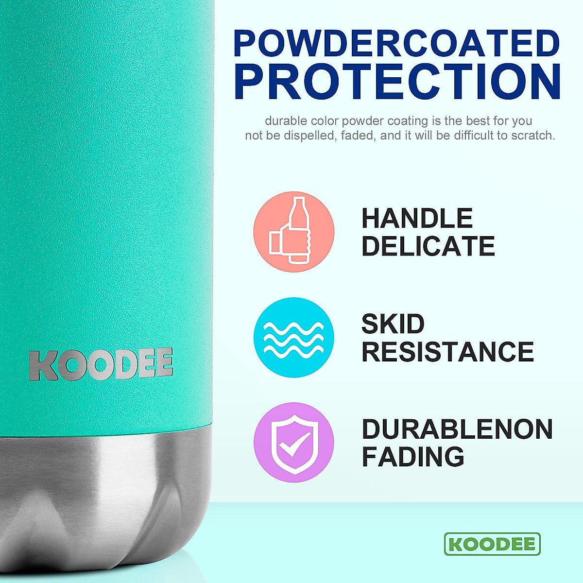 koodee Small Water Bottle 9 oz Stainless Steel Double Wall Vacuum Insulated Water Bottle BPA Free-Reusable Metal Leak Proof Water Flask (Black)