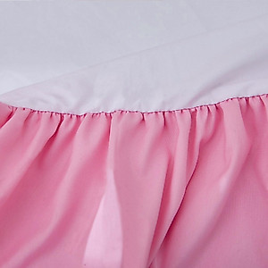 JSD Pink Crib Bed Skirt 14 in Deep Drop Dust Ruffle Double Layer Microfiber Nursery Bedding Skirt for Baby Girls