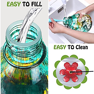 BOLITE Hummingbird Feeders for Outdoors, Hand Blown Glass, 30 Ounce, 5 Feeding Ports with Perch, 21003BU Green