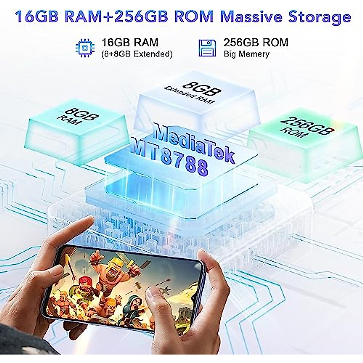 CUBOT P80 Unlocked Cell Phone,16GB RAM+256GB ROM,MT8788 Octa-core Android 13 Mobile Phone,6.58" FHD+ Display,5200mAh 2-Day Battery,48MP+24MP Camera,4G Dual Sim Smartphone with Headphone,NFC (Black)