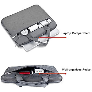 Voova Laptop Bag 15.6 Inch, 360° Protective Laptop Case Sleeve Compatible with MacBook Air 15 M2, MacBook Pro 15/16, 15-16” Lenovo Asus Acer Dell Hp, Waterproof Computer Bag Slim Briefcase, Grey