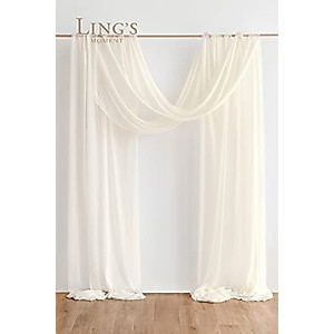 Ling's Moment 32Ft Extra Long Wedding Arch Backdrop Decorations 2 Panels Arch Drapping Fabric Wrinkle-Free - Ivory