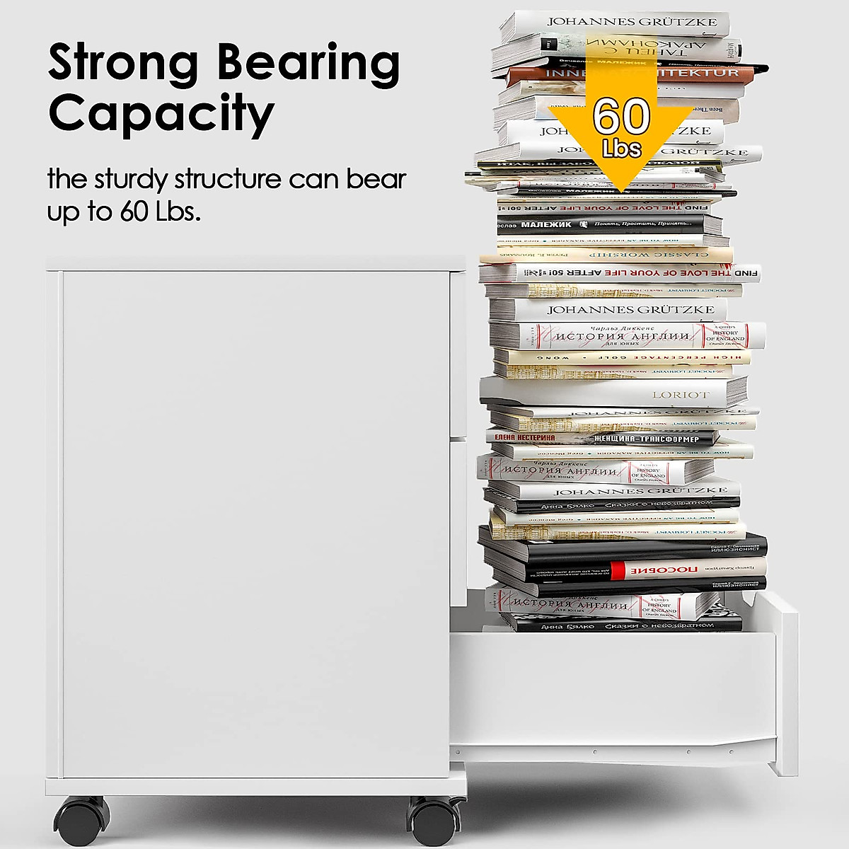 STARY Fully Assembled 3 Drawer Wood Rolling File Cabinet