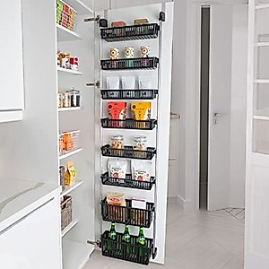 Smart Design Over-the-Door Organizer for Storage – Perfect for Pantry Organization, Bedroom, Bathroom Storage, Playroom, or Kitchen - Adjustable Steel Frame with 8 Baskets & Wall Mount – Black