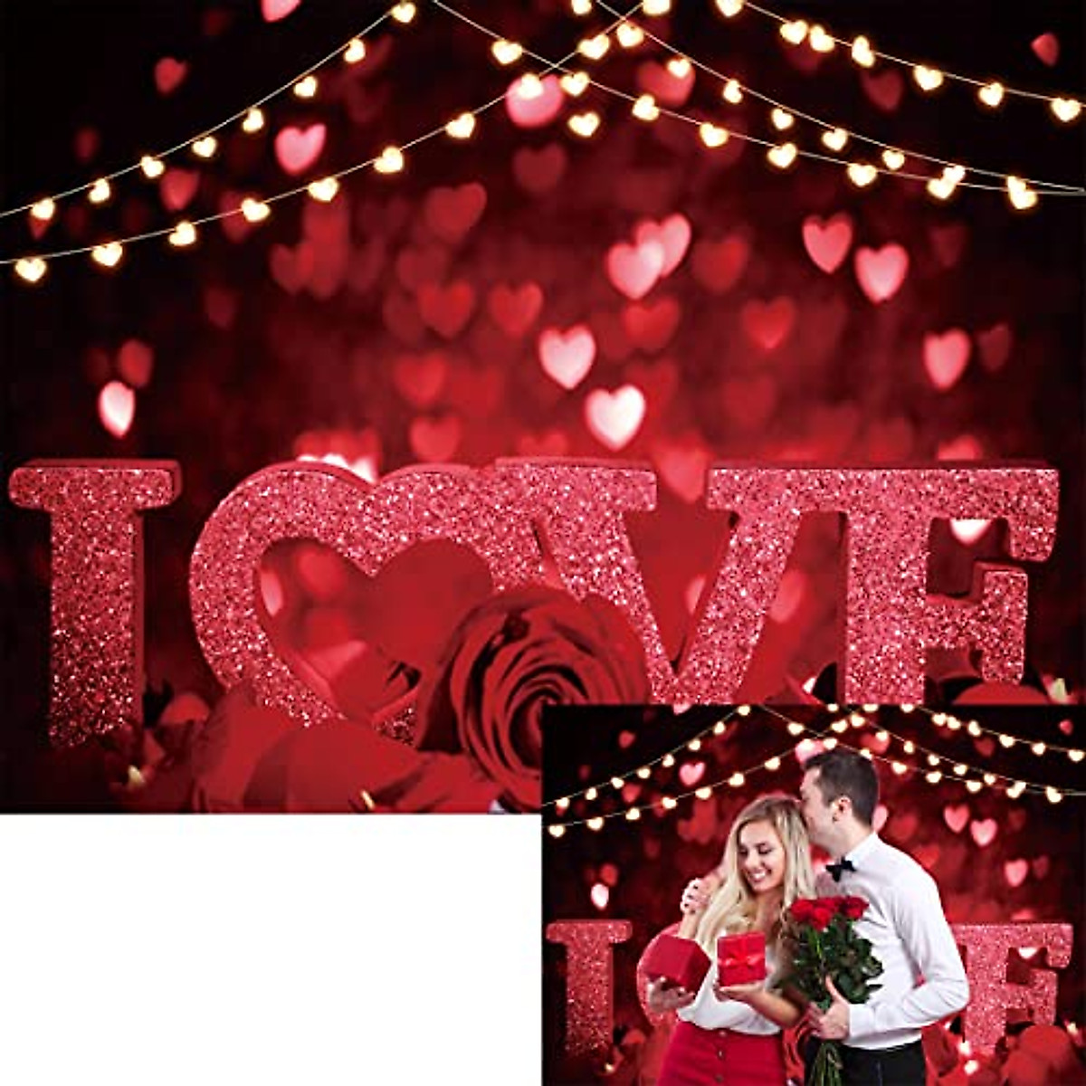 LTLYH 7x5ft Valentine's Day Backdrops Valentine's Love Heart Flowers DecorationsPhotography Background Valentine's Photo Background for Party Studio Props Backdrop 096