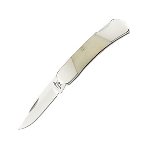 Bear & Son Cutlery 3-inch Executive Upswept Lockback Knife, High Carbon 2-1/8 Inch Blade, White Smooth Bone Handle, Nickel Silver Bolster & Polished Hollow Ground Blade (WSB26)