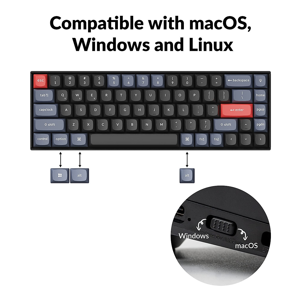 Keychron K6 Pro Wireless Custom Mechanical Keyboard, QMK/Launcher Programmable Macro, Hot-Swappable Keychron K Pro Red Switch Keyboard, 65% Layout RGB Backlit Office Keyboard for Mac Windows Linux