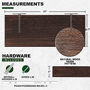 Marsmiles Natural Wood Floating Shelves, Rustic Brown