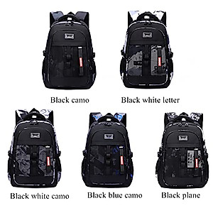 VIDOSCLA Camo,Plane,Letter Prints Kids School Backpack,Middle Schoolbag Elementary Student Bookbag for Girls&Boys